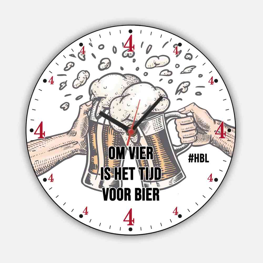 Wandklok | Om 4 tijd voor bier - Horeca Be Like